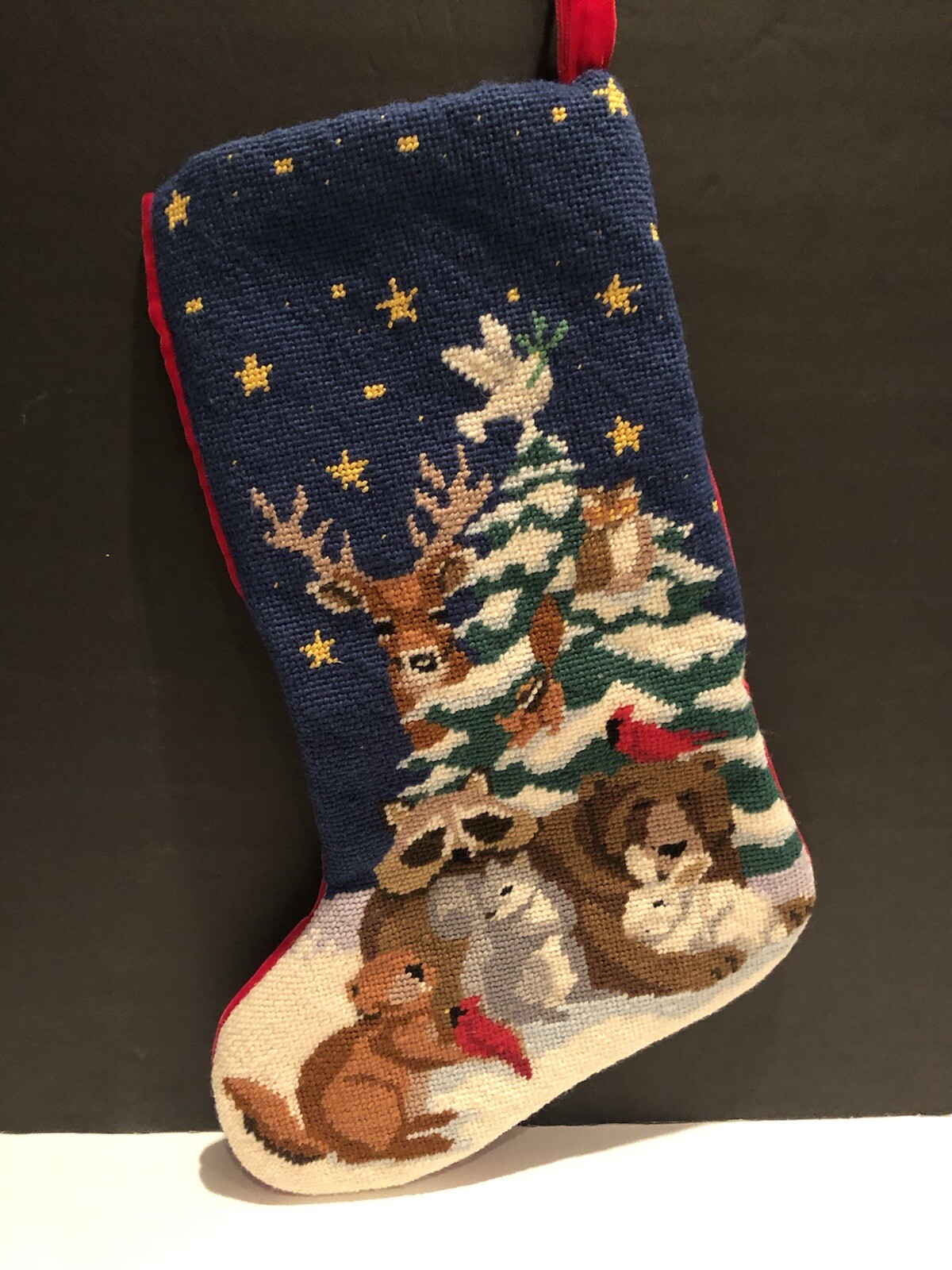 Sunset Forest Friends Wildlife Needlepoint Christmas Stocking St ...
