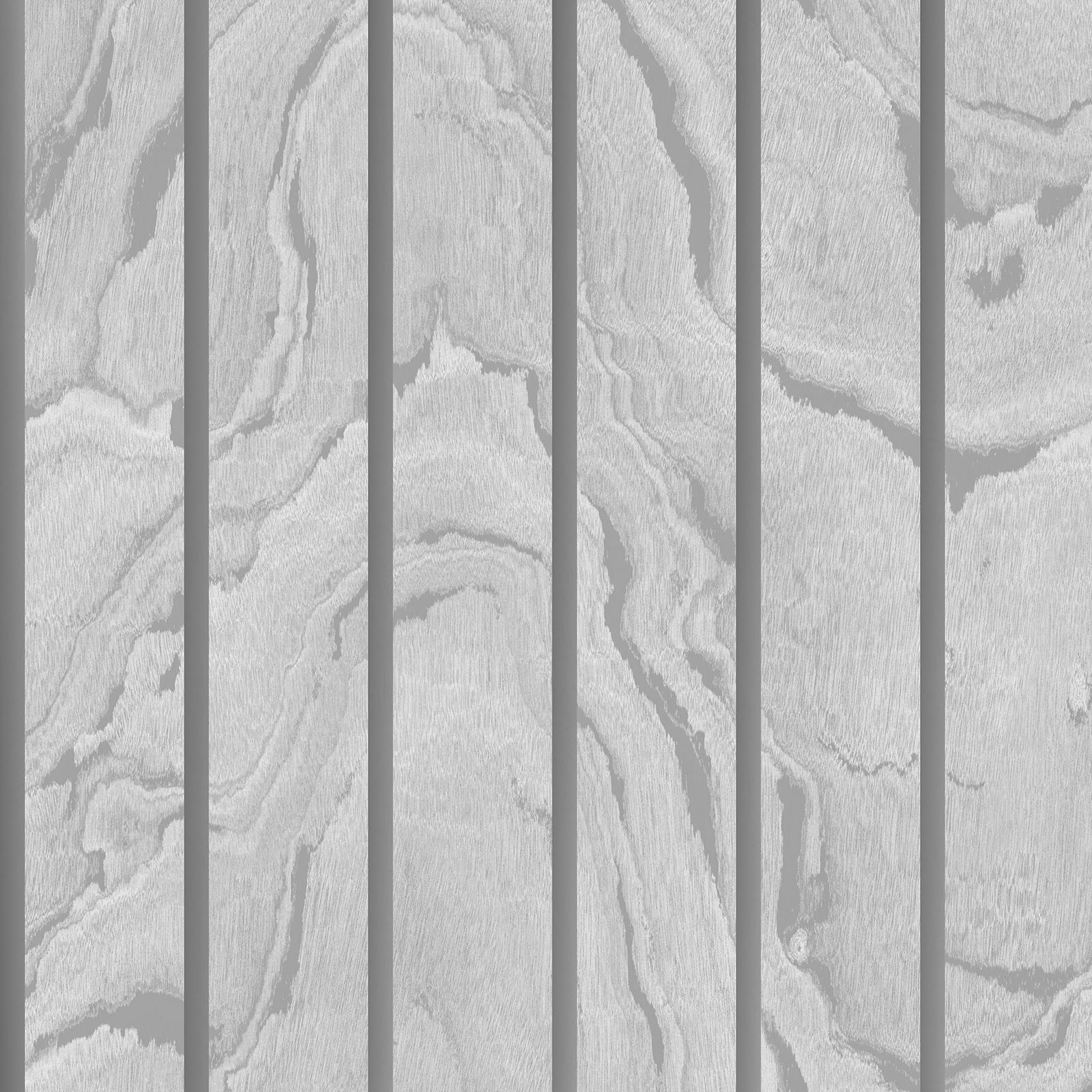 Woodgrain Panel Wallpaper Muriva Silver 193502 Wooden Slats Metallic 3D ...