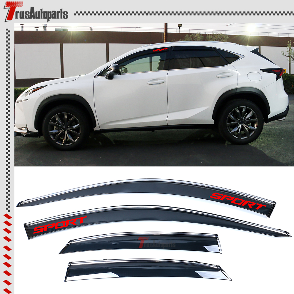 For 15-21 Lexus NX200t NX300 NX300h Window Visor Smoke Guard w / Chrome ...
