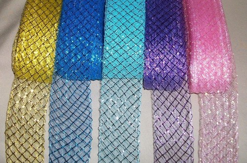 10 yards STRETCH FLEX MESH METALLIC NET RIBBON 1 3/4" w (choice of 5 ...