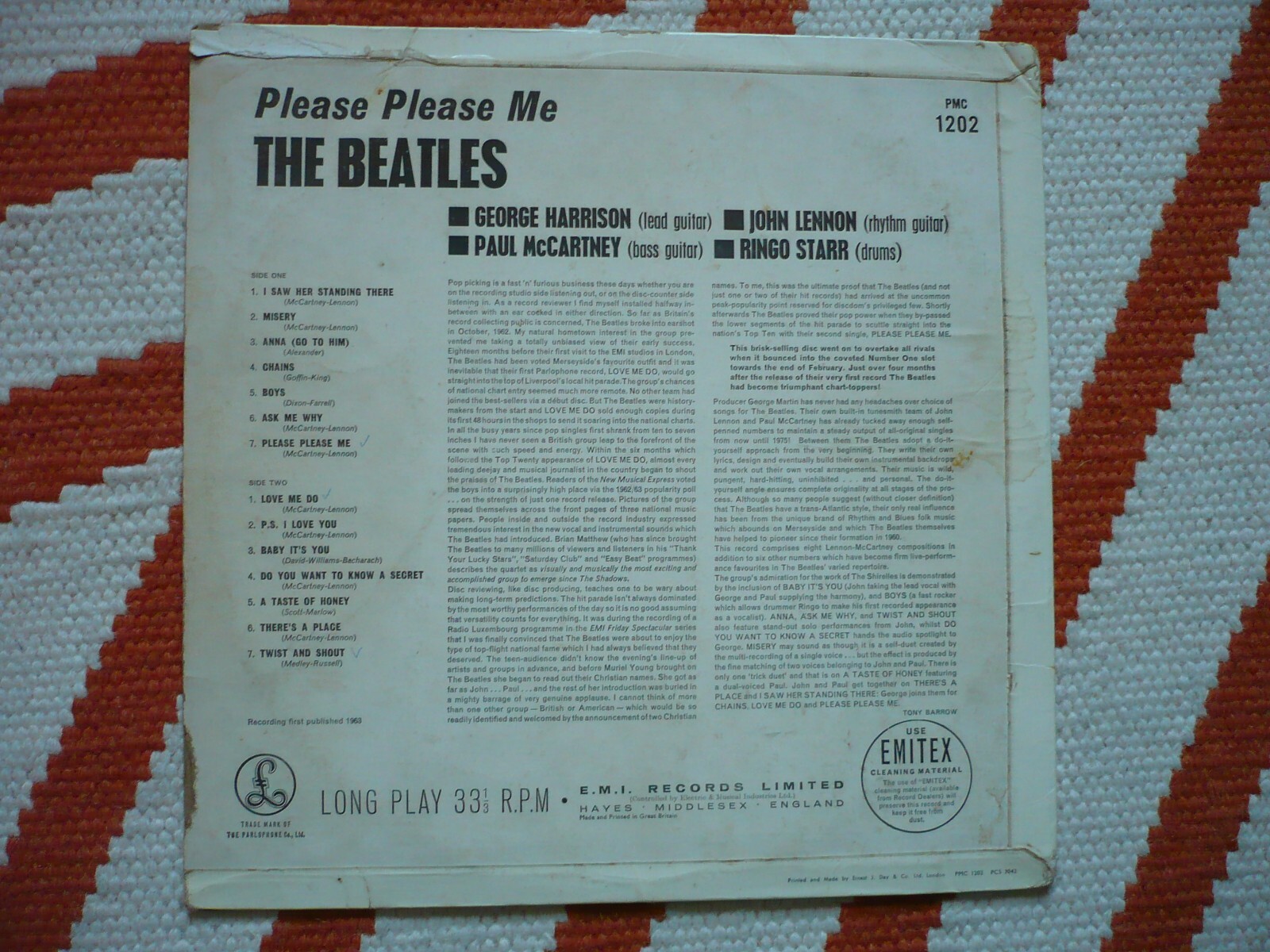 The Beatles Please Please Me Vinyl UK 1963 3rd Press Mono IN/IN Ernest ...