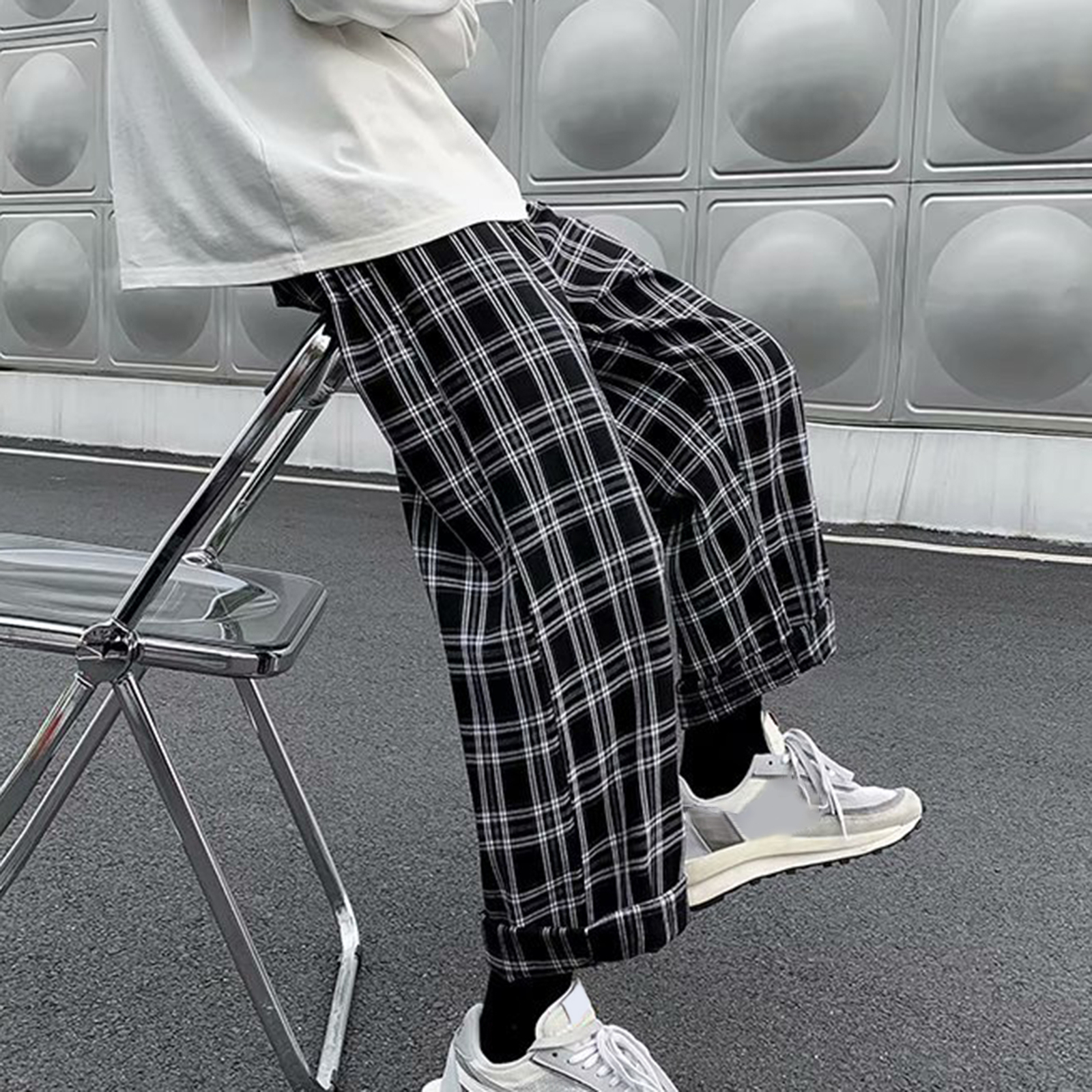 Sports Pants Geometric Pattern Streetwear Loose Patchwork Pants Male | eBay