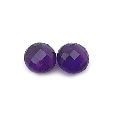 Natural African Amethyst Round Briolette Cut Gemstone Lot 11 MM 2 Pcs ...