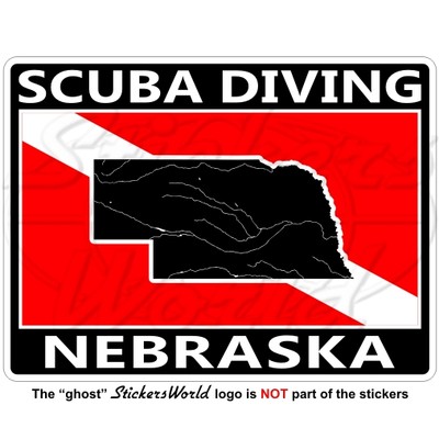 NEBRASKA SCUBA DIVING Flag-Map Shape USA Rectangular Sticker, Decal ...