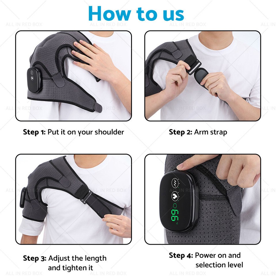 Heated Shoulder Brace Massage Rotator Cuff Support Compression Wrap ...