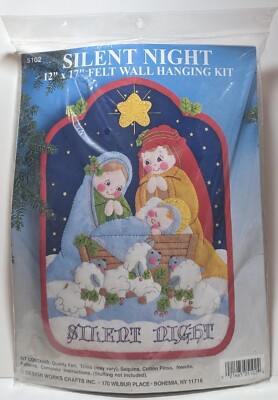 Design Works Felt Embroidery Kit SILENT NIGHT Nativity Wall Hanging ...