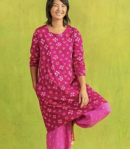 Gudrun Sjoden IRIS sz L floral dress Pocket Long Sleeve cotton modal ...