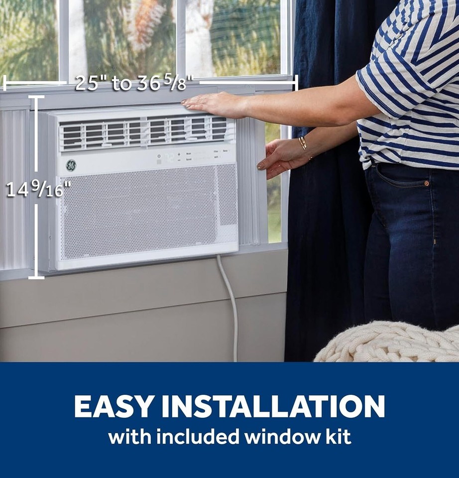 GE Window Air Conditioner 10000 BTU Smart AC WiFi Google Alexa Large ...