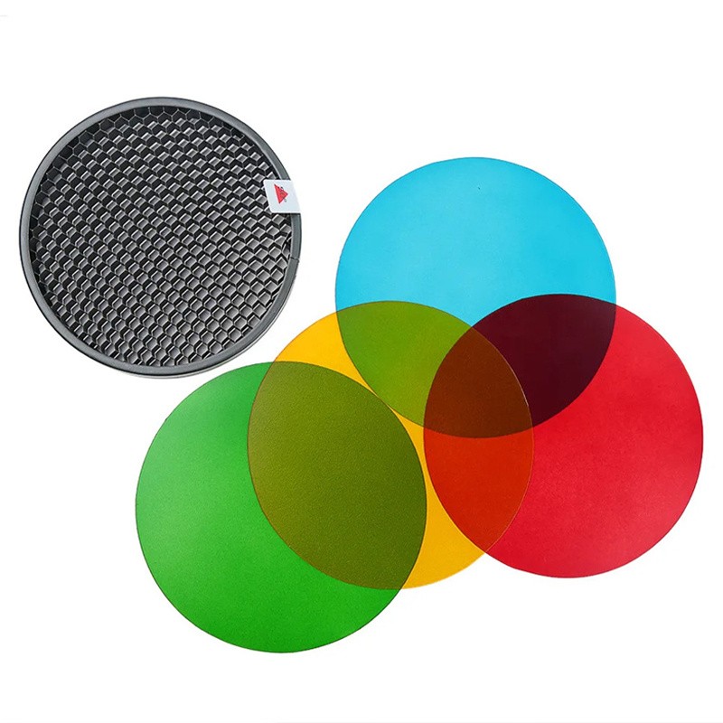 Color Filter Gel Pack with Honeycomb Grid Cover Reflector Kit Godox AD ...