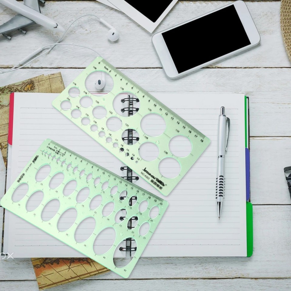 2PCS Geometric Template Rulers Drawings Rulers Transparent Plastic ...