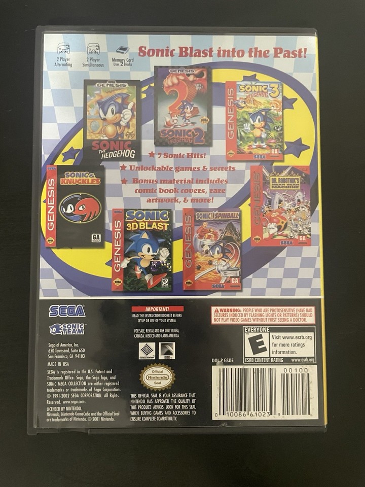 Sonic Mega Collection Plus 7 Greatest Hits - GameCube - Tested ...