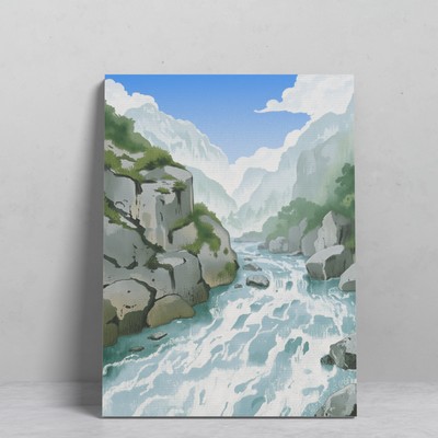 Concise Mountain River Apartment Decoration Backdrop Landscape Canvas ...