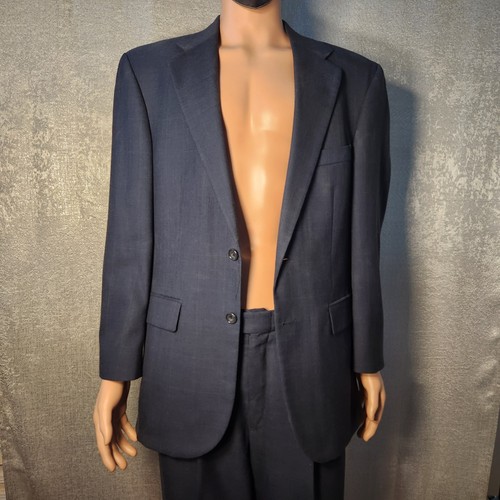 Oscar De La Renta Mens Wool Suit 40R Dark Navy Blue | eBay