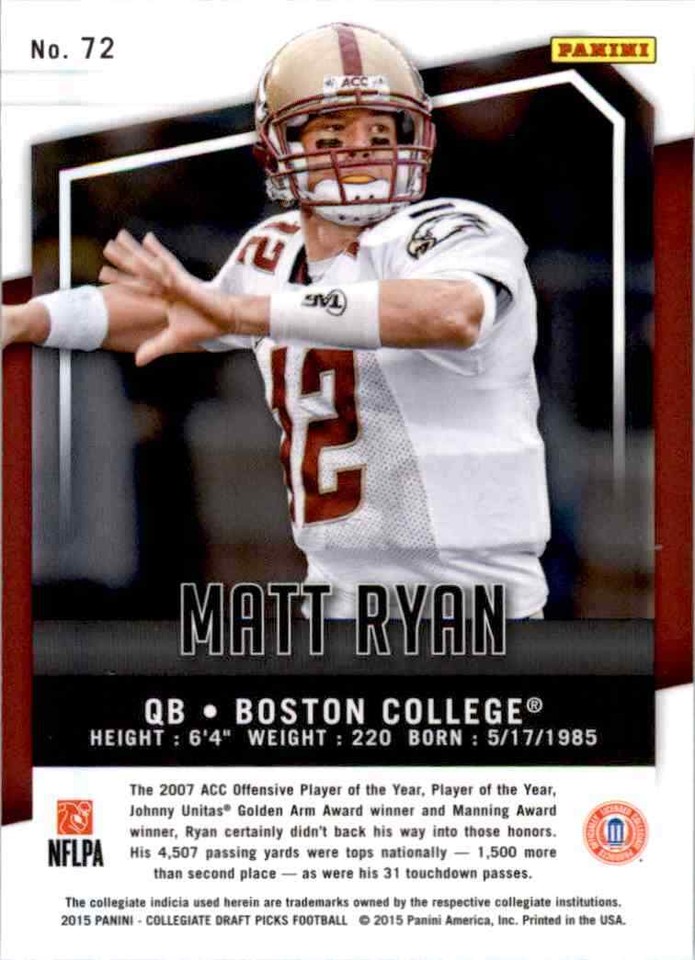 2015 Panini Prizm Collegiate Draft Picks Matt Ryan Boston College ...