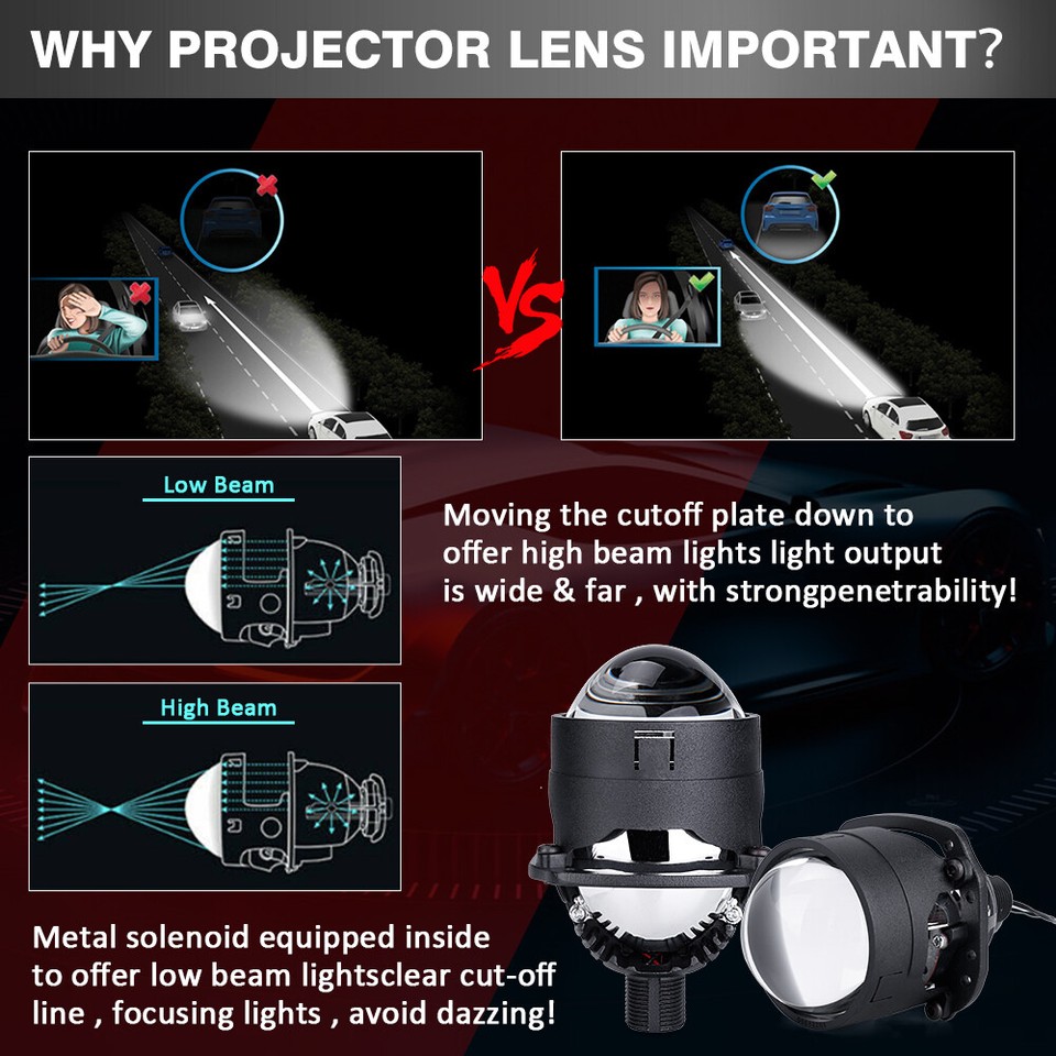 Bi-led Projector 2.5'' Lenses For Headlights H7 H4 9005 9006 H11 H13 ...
