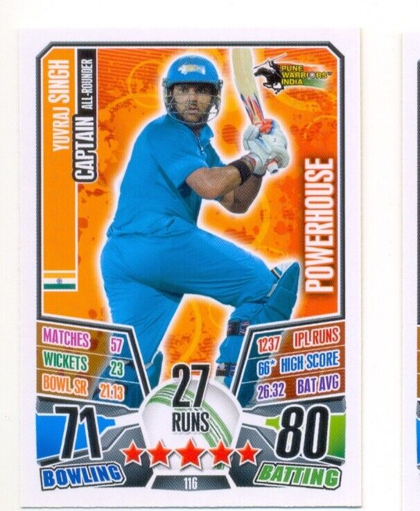 2013-2014 IPL - card 116 - Pune Warriors India player - Yuvraj Singh ...