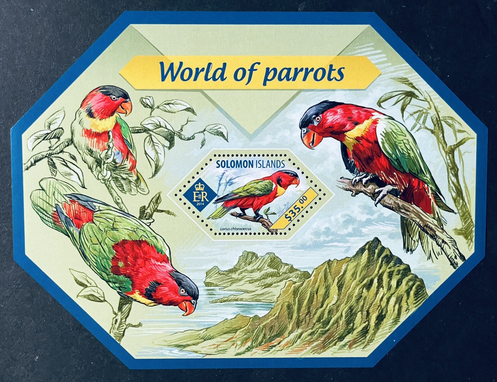SOLOMON ISLANDS PARROTS STAMP SHEET 2014 MNH YELLOW BIBBED LORY BIRD ...