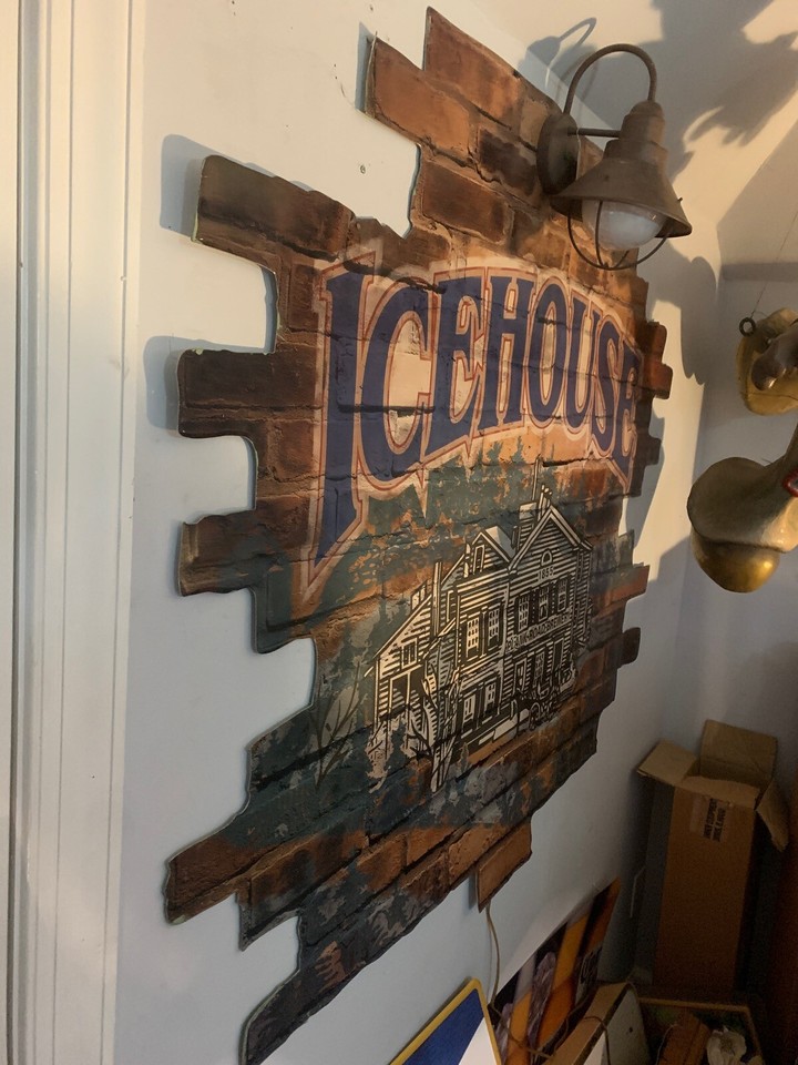 Icehouse Beer Metal Sign Plank Road Brewery Brick Wall W Light Very ...