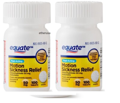 Equate Fast Acting Motion Sickness Relief tablet, 50mg,100 Ct (2 pack ...