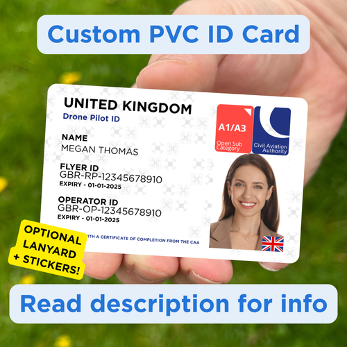 Drone Operator ID Card / Lanyard - CAA Logo - Custom UAS Registration ...