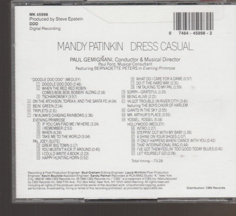 Dress Casual Mandy Patinkin CD 1990 CBS | eBay