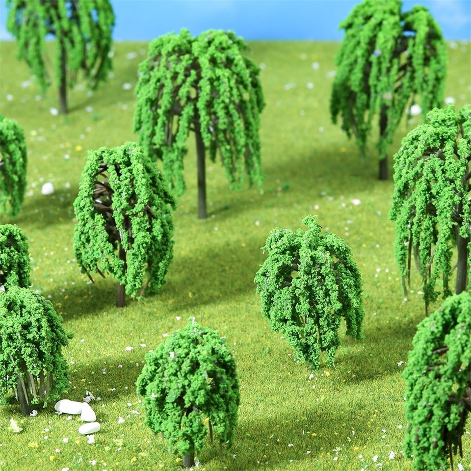 20Pcs Model Willow Tree Building Sand Table Railway Scenery Landscape ...