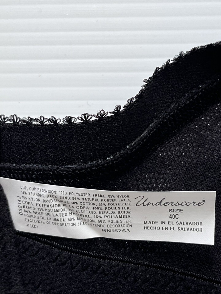 Underscore Black Cushion Strap Wireless Unlined Full Coverage Bra Size 40C 42714850021| eBay
