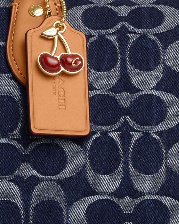 Coach Rowan Large Satchel Bag In Signature Denim Canvas W Cherry Charm ...