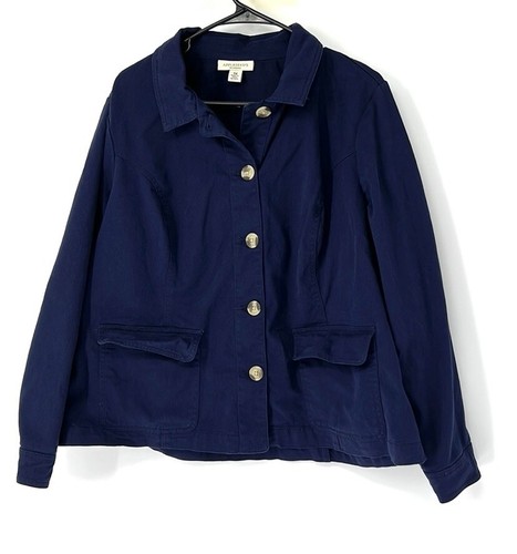 Appleseed’s women’s jacket size 1X Blue Cropped Collared Button Down | eBay
