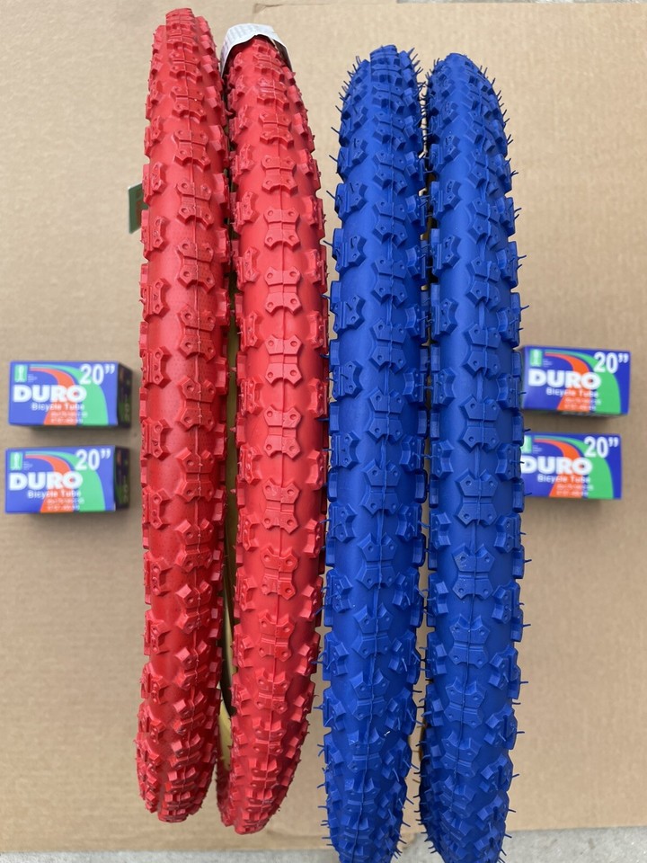 Bicycle TIRES + TUBES 20" x 2.125" Red/ Blue Gum Wall COMP III KNOBBY ...