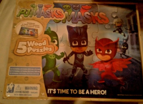 PJ Masks Masques. 5 Wooden Puzzles With Storage Box | eBay
