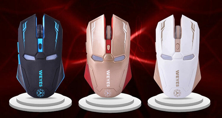 Iron Man Mouse Wireless Mouse Gaming Mouse gamer computer mice（Golden ...