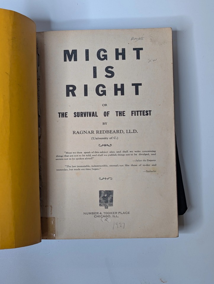 RARE Ragnar Redbeard MIGHT IS RIGHT 1927 Original Copy +Facsimile | eBay