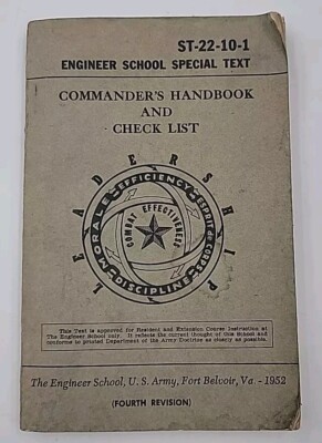 1952 US Army Engineer School Special Text "Commander's Handbook" and ...