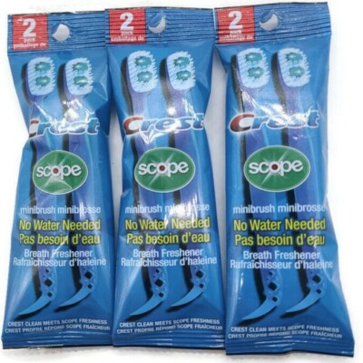 Crest Scope Mini Brushes Toothbrushes No Water Needed Lot of 3 Free ...