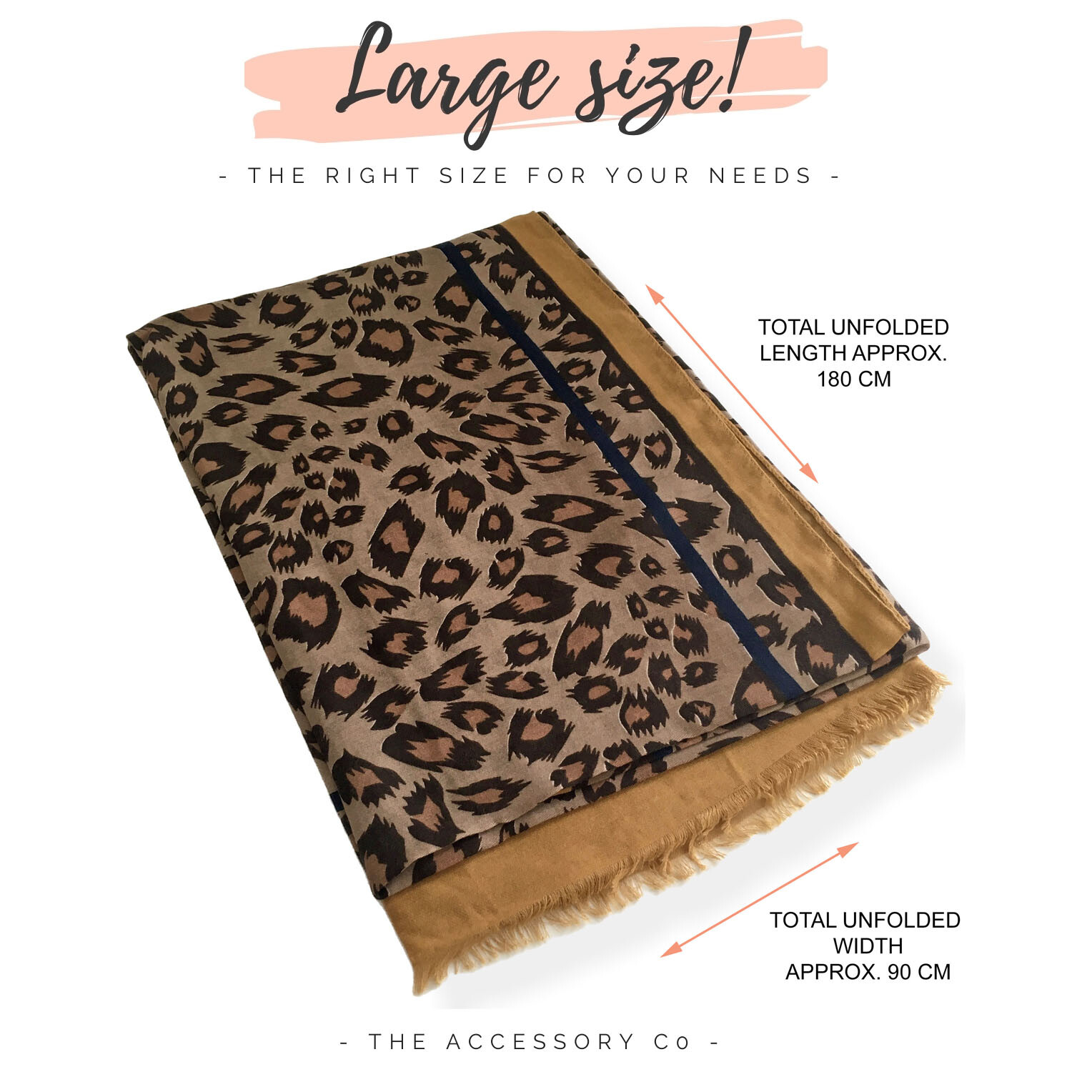 Large Leopard Print Scarf Mustard Yellow Navy Striped Animal Long ...