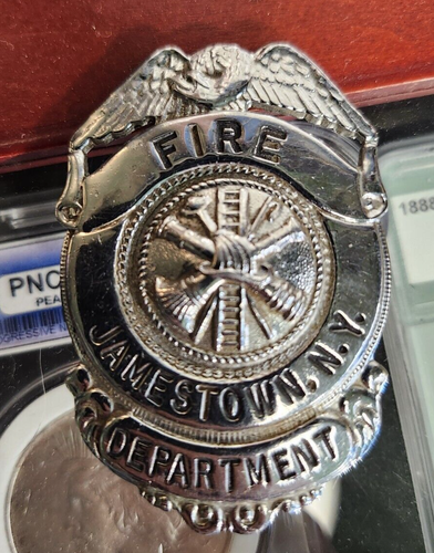 Vintage Fireman's Badge Fire Dept. Jamestown. NEW YORK(Rare) Nice Cond ...