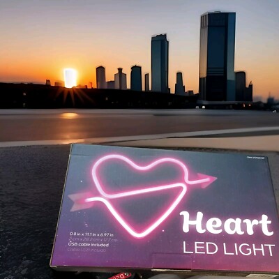 NEW HEART LED Night Light Wall Lamp Bedroom Artwork Wedding Decor Pink ...
