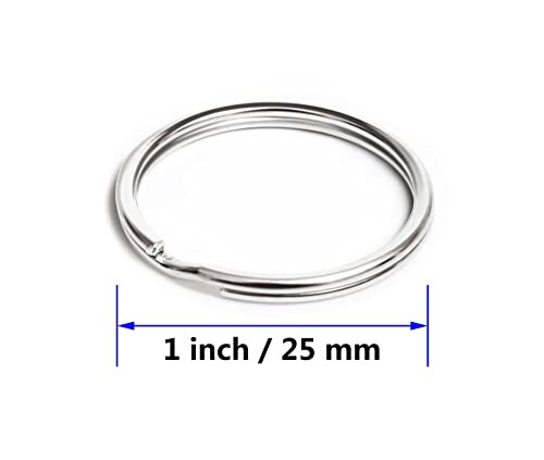 100PCS Key Rings Metal Round Split Ring - Bulk Pack of 100-1" 25mm ...