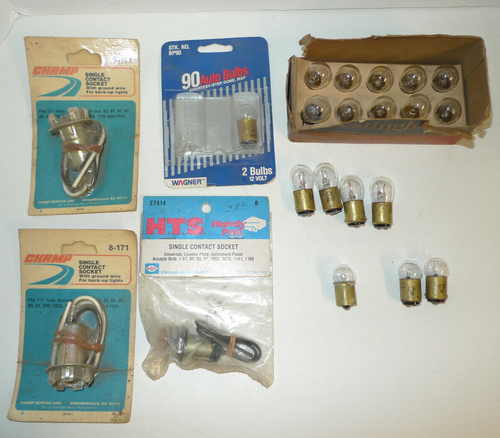 Vintage NOS Auto Bulbs & Sockets GE 210, W82, Wagner T90, Single ...