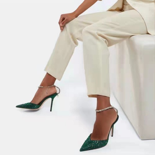 Runway Rhinestone Pointed Toe High Stilettos Heels Sexy Ladies Ankle ...