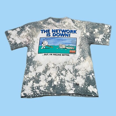 VTG 90s AllSport Dilbert Network Down Graphic Dyed & Bleached T Shirt ...