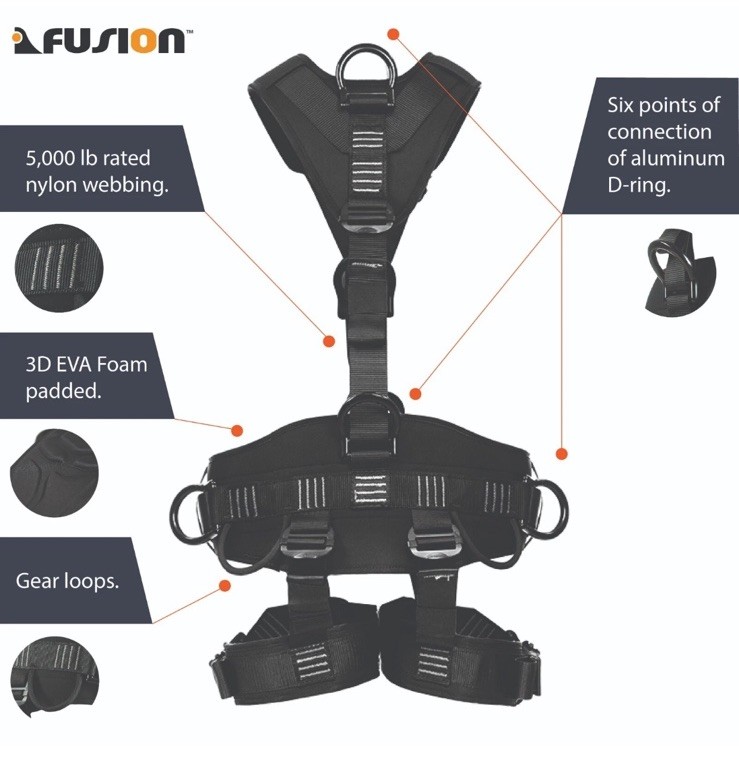 NEW FUSION Climb Full Body 3D EVA Padded Heavy Duty Adjustable Zipline ...