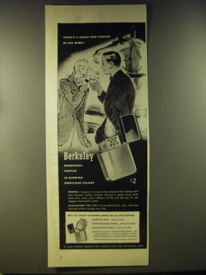 1946 Berkeley Cigarette lighter Ad - There's a smart new lighter in the ...