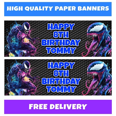 VENOM Personalised Birthday Banner - Spiderman Venom Birthday Party ...