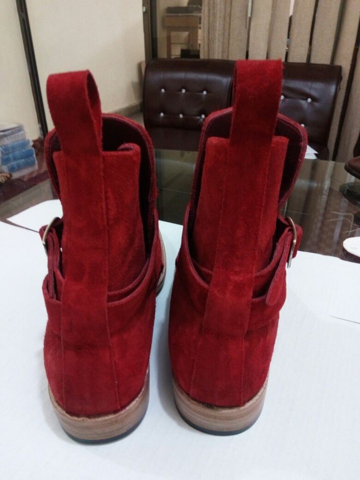 Handmade Mens Red color Jodhpurs boot, Men Red ankle suede leather sole ...