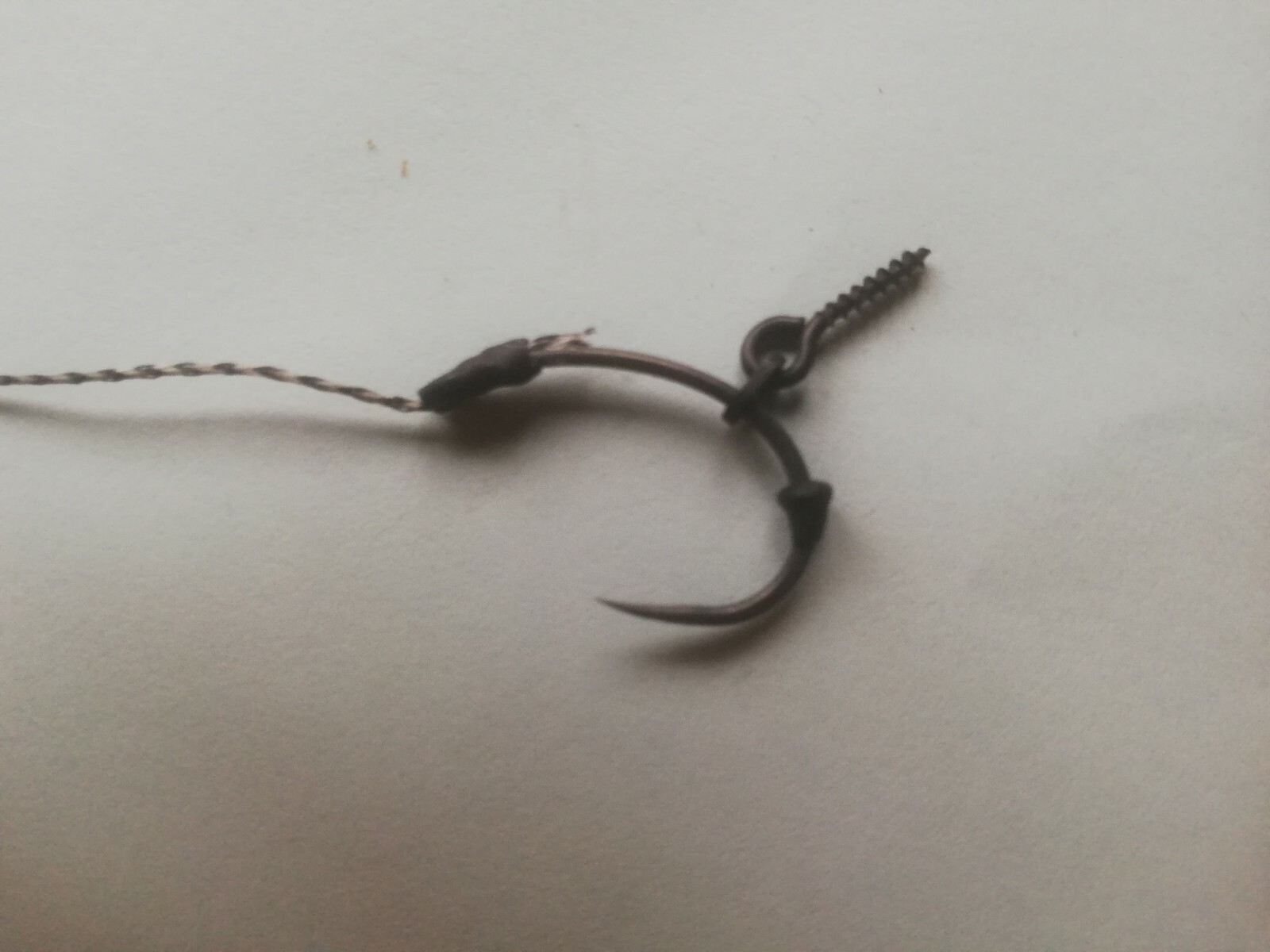 5 German rigs with bait screw hair rigs 15LB brown coated braid ptfe ...