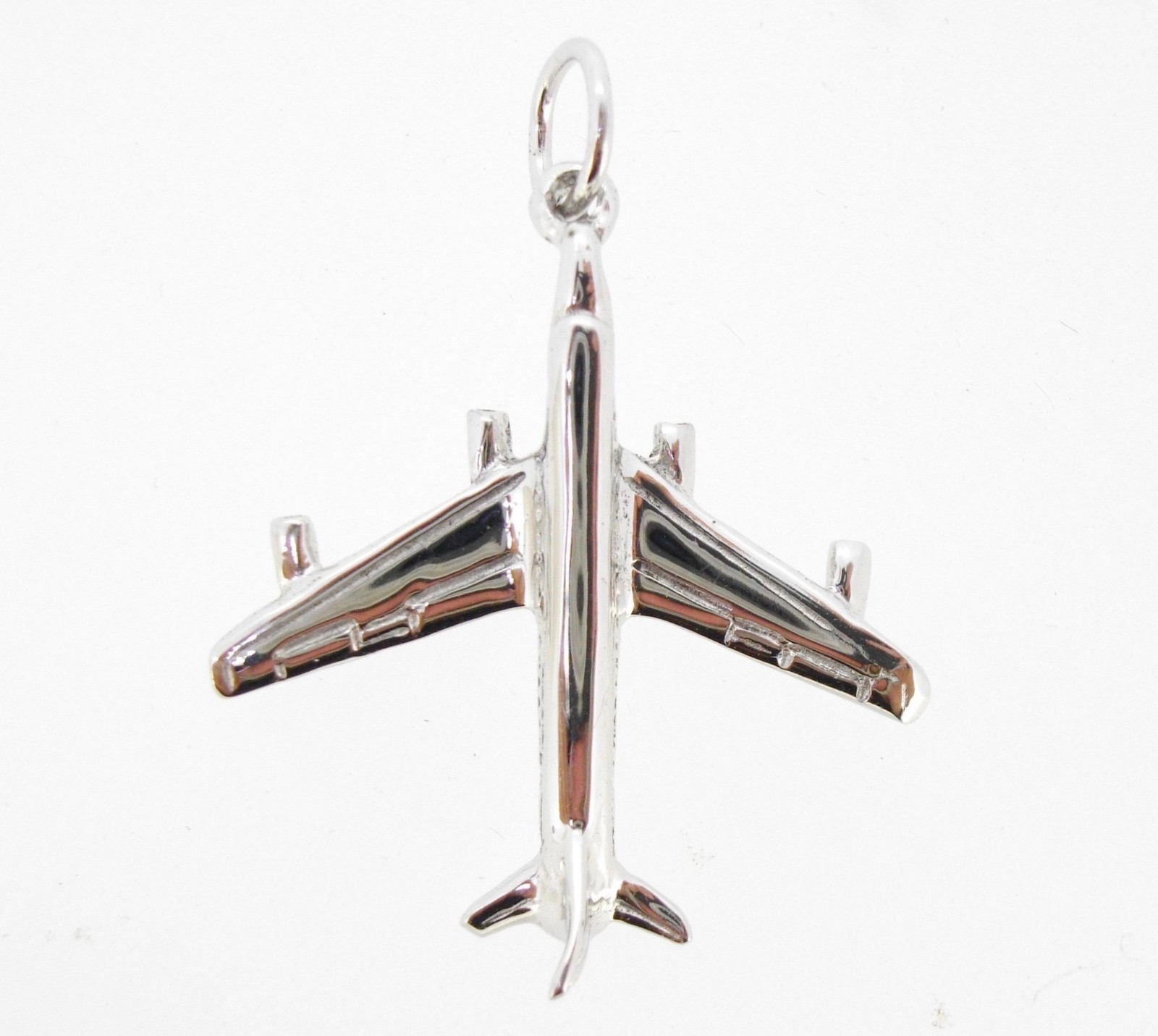 Charm M & M Sterling Silver passenger jet airplane DC 8 with 4 engines ...