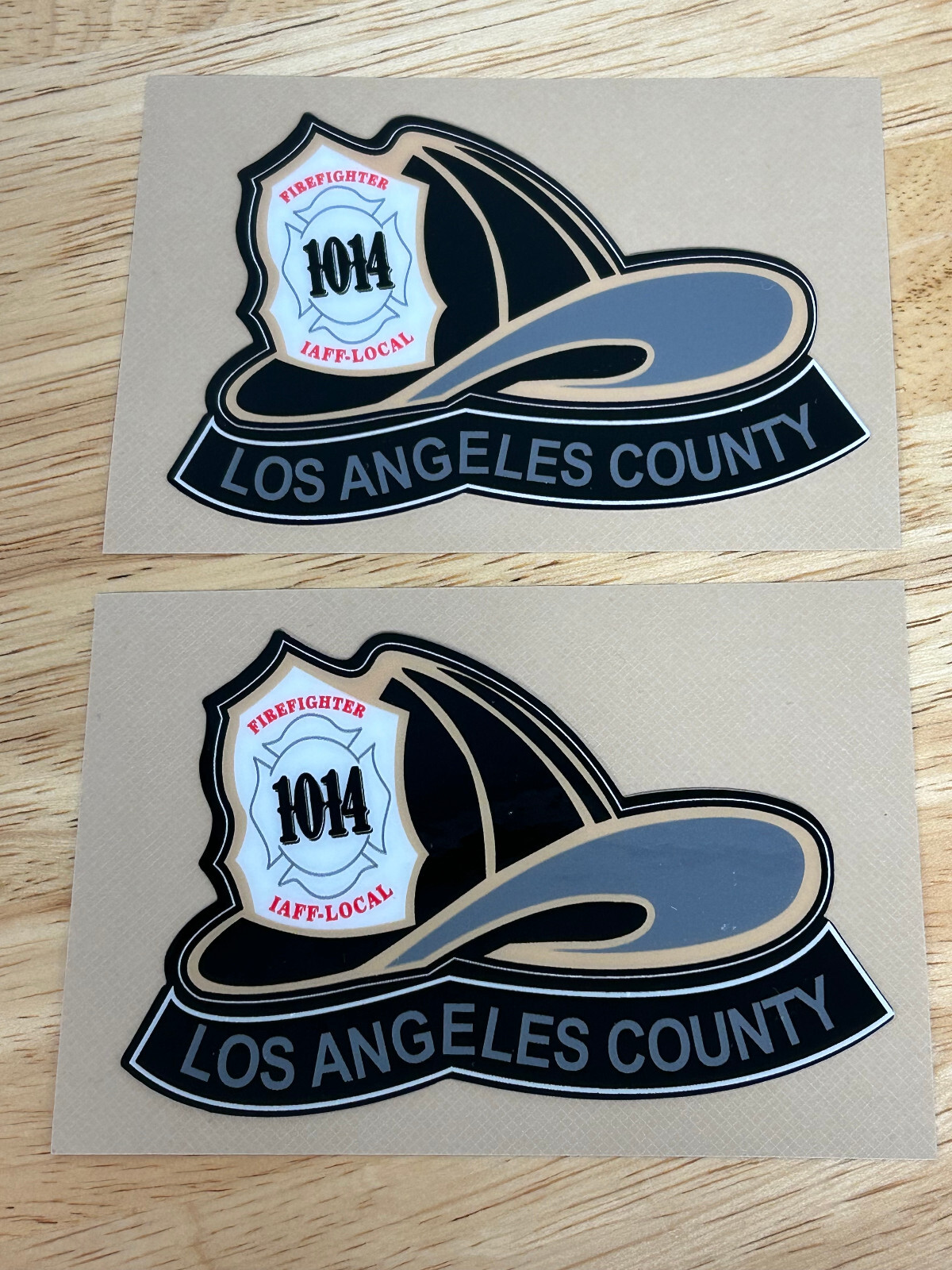 QTY 2 LAFD LOS ANGELES COUNTY FIRE DEPARTMENT HELMET STICKER QUALITY UV ...