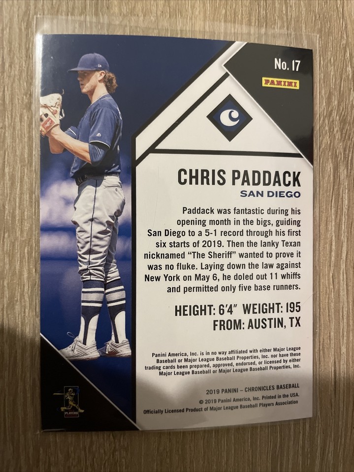 2019 Panini Chronicles #17 Chris Paddack San Diego Padres Rookie RC New ...
